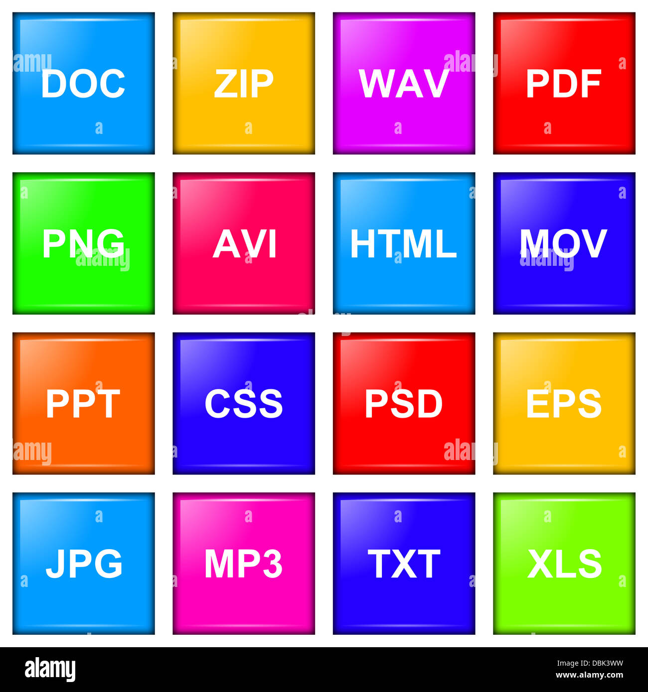File extension colorful icon series illustration Stock Photo - Alamy