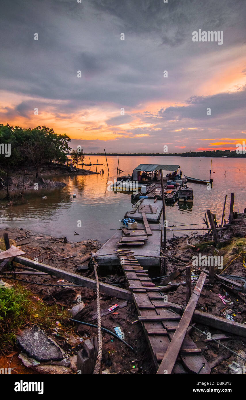 Sunset at Teluk GOng Jetty Malaysia Stock Photo - Alamy