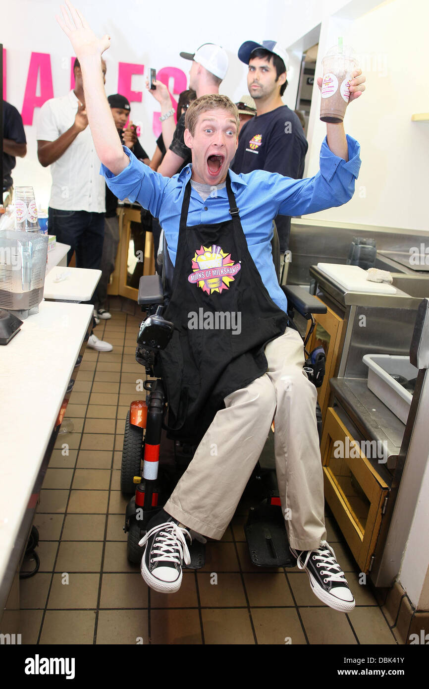 Zach Anner creates his Handi-Cappuccino shake at Millions Of Milkshakes ...