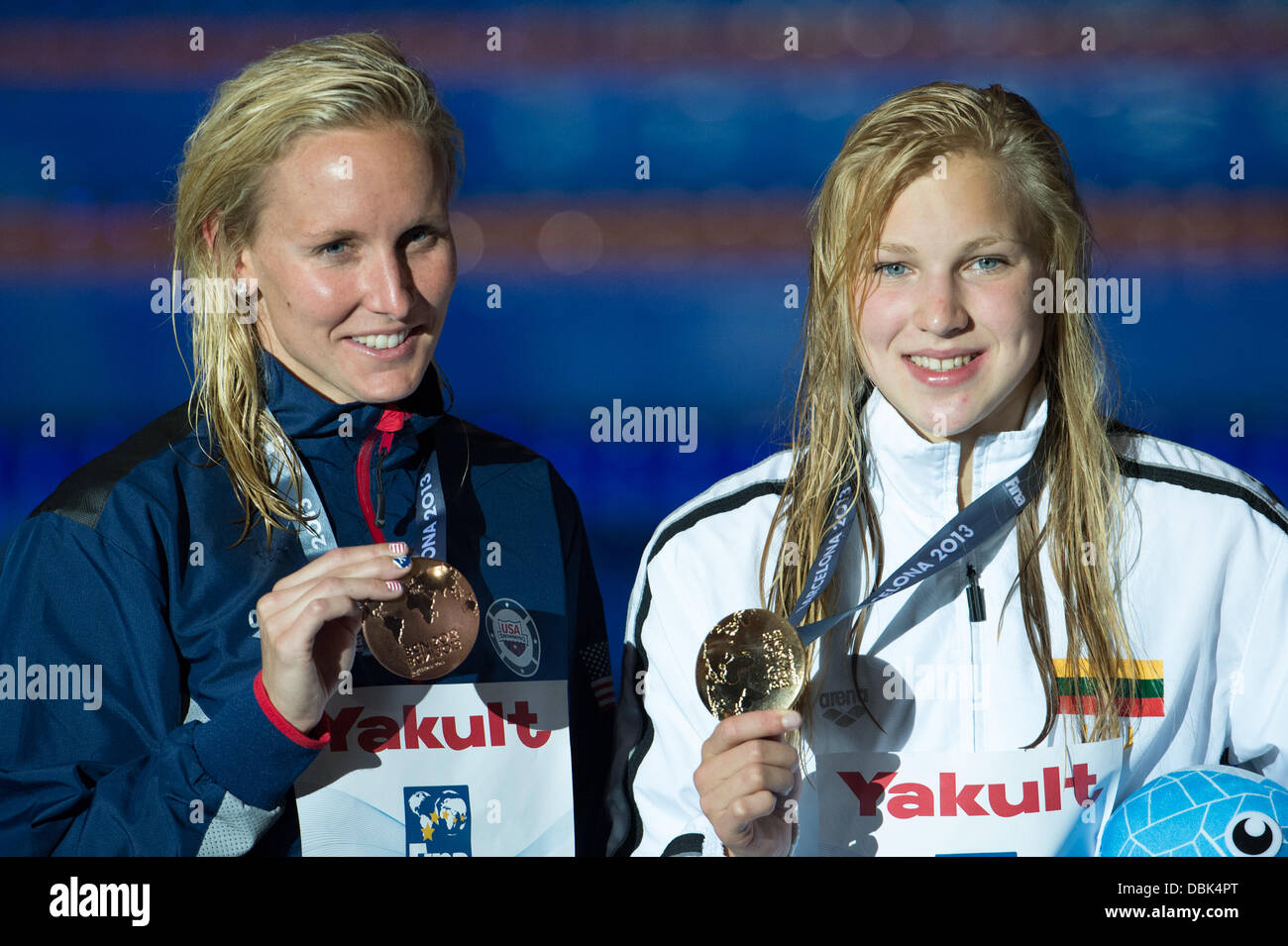 Barcelona, Spain. July 30th 2013: USA's Jessica Hardy and Lithuania's ...