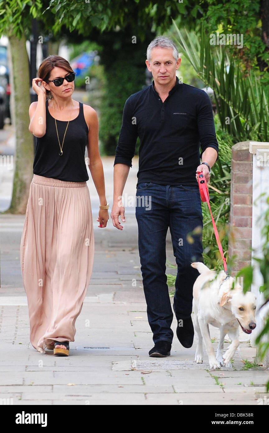Gary Lineker and wife Danielle Lineker aka Danielle Bux with their Dog ...
