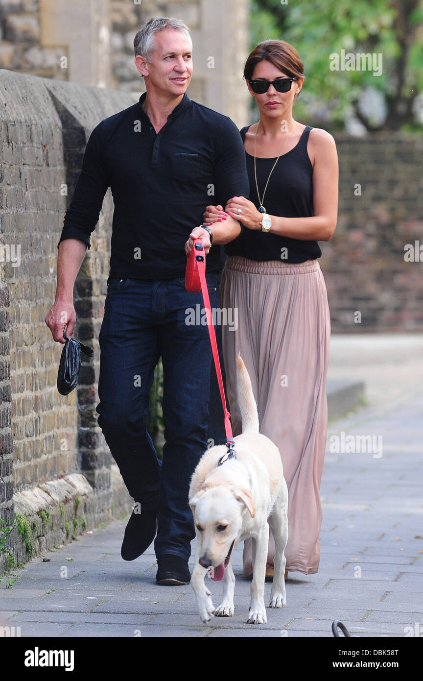 Gary Lineker and wife Danielle Lineker aka Danielle Bux with their Dog ...