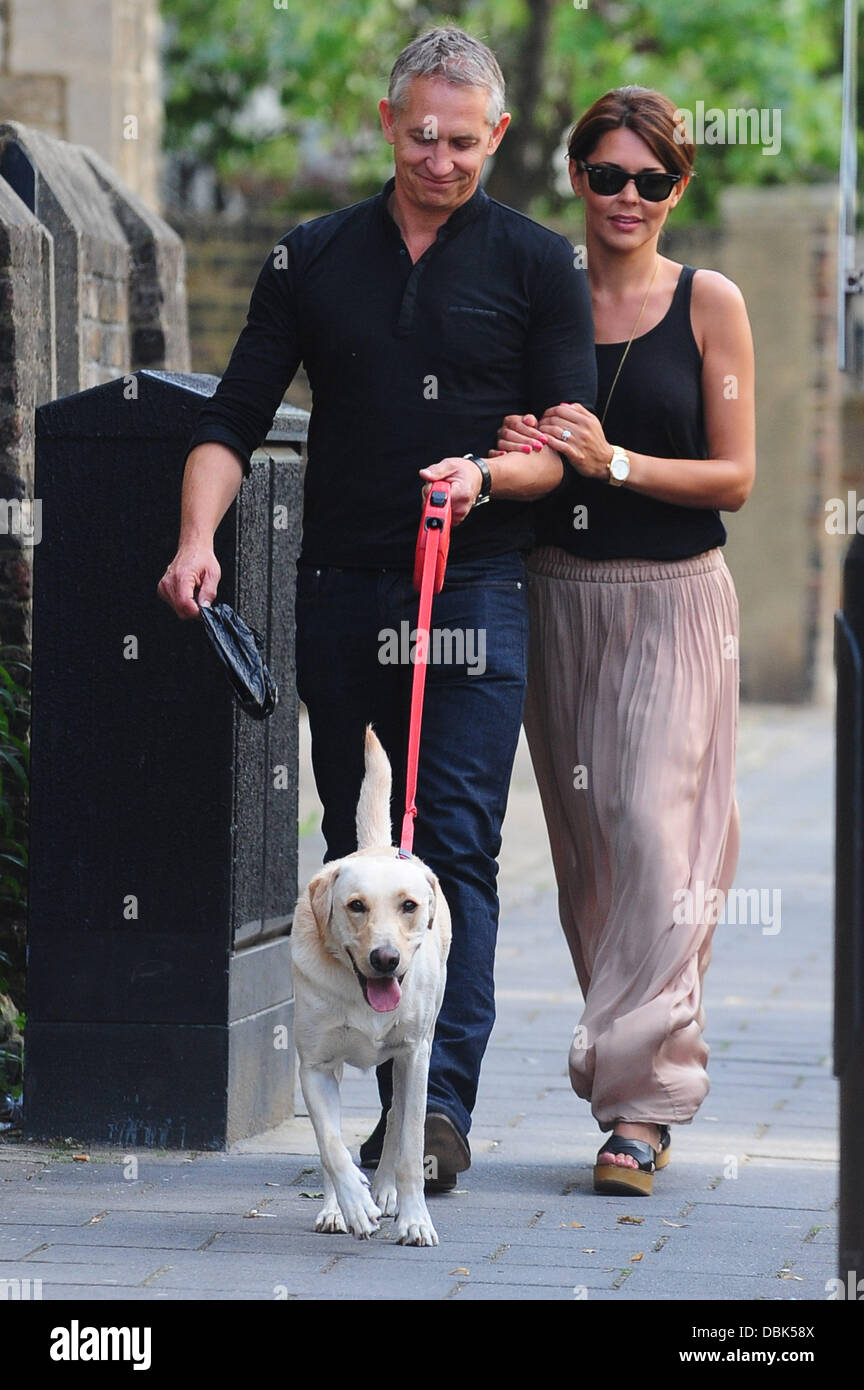 Gary Lineker and wife Danielle Lineker aka Danielle Bux with their Dog ...