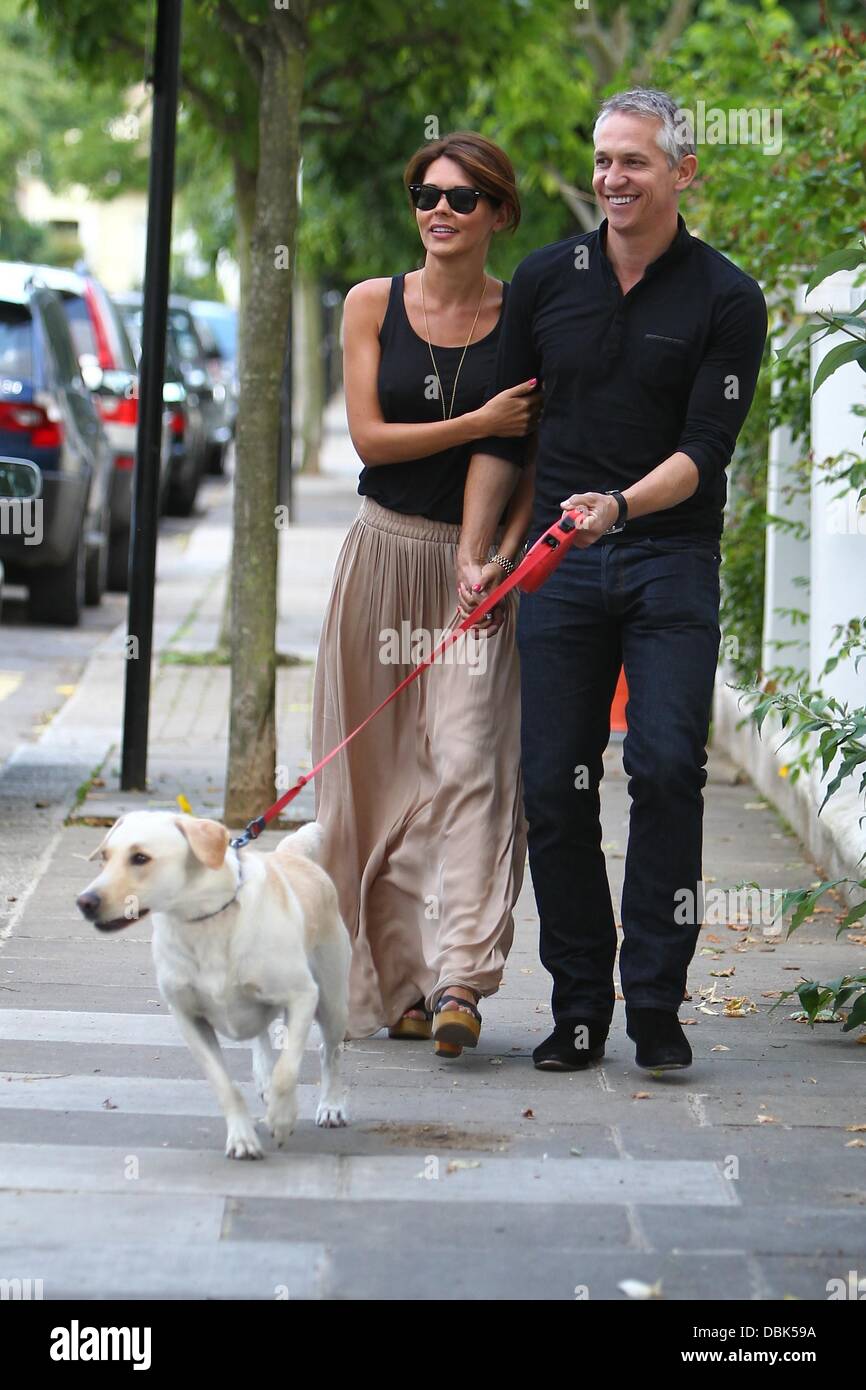 Gary Lineker and wife Danielle Lineker aka Danielle Bux with their Dog ...