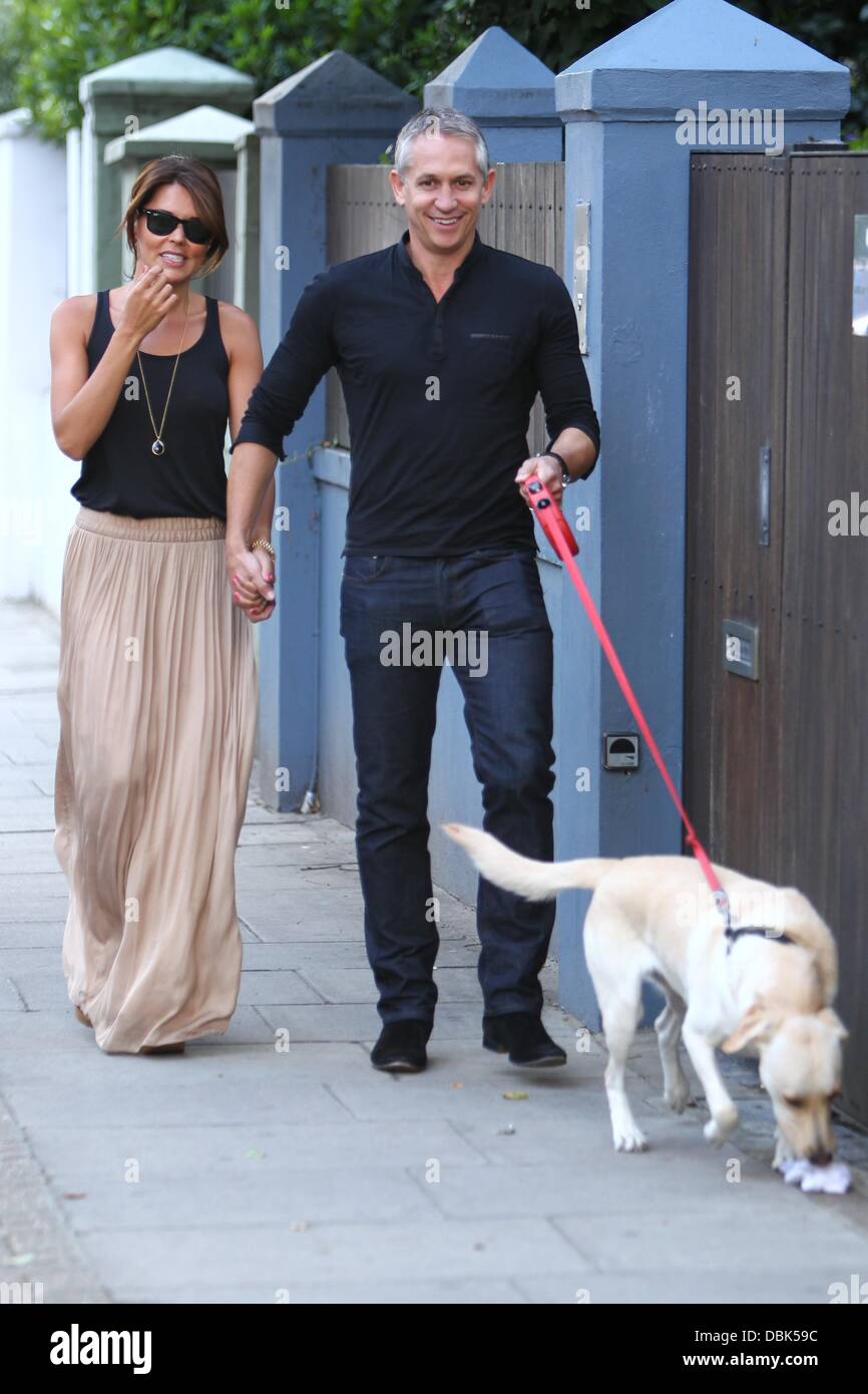 Gary Lineker and wife Danielle Lineker aka Danielle Bux with their Dog ...