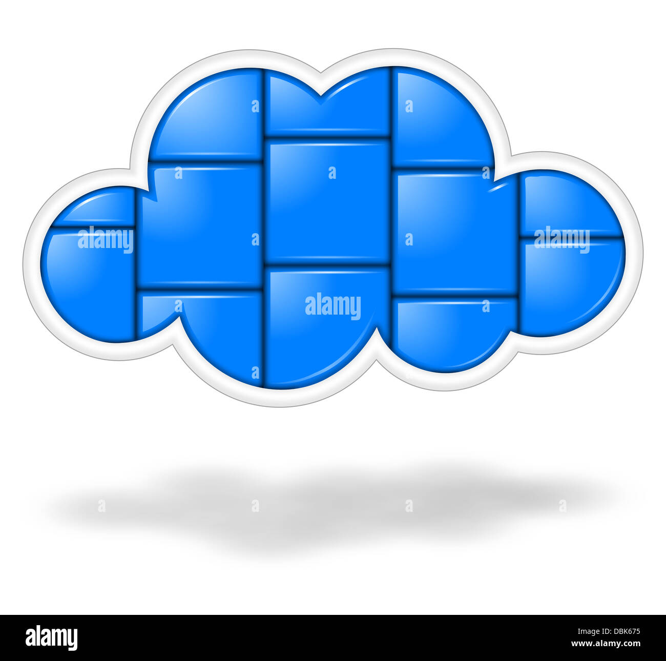 Blue cloud with empty blank applications buttons illustration Stock ...