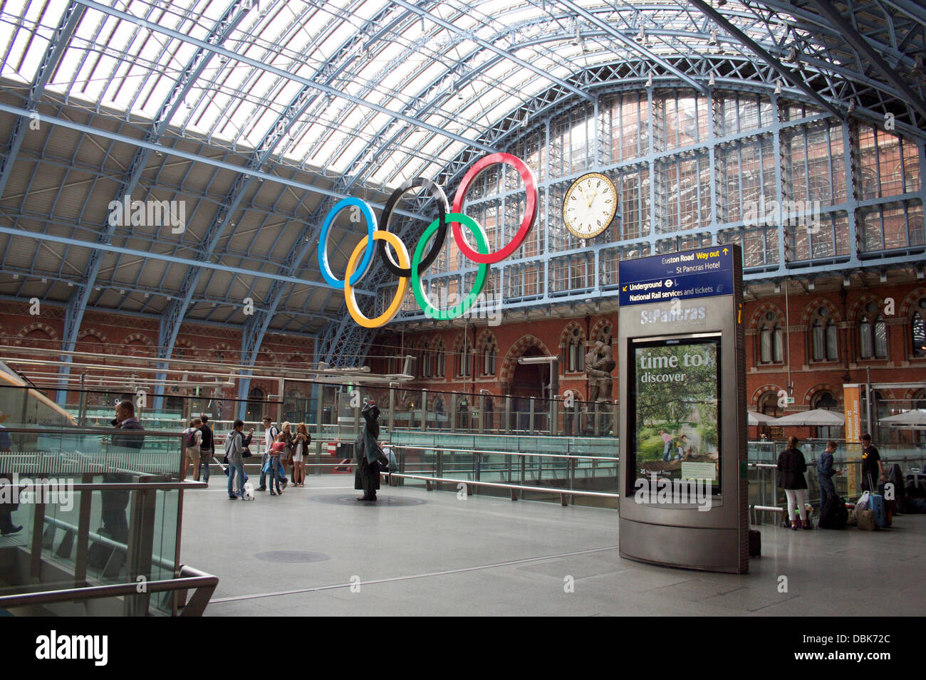The Olympic Rings hang in St Pancras International station ahead of the ...
