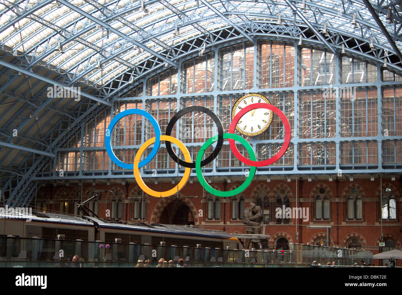 The Olympic Rings hang in St Pancras International station ahead of the ...