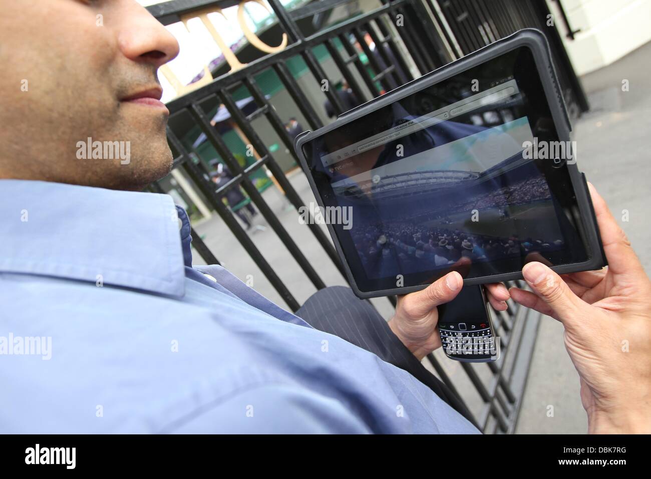 Man watching the match on his computer Celebrities arriving at the ...