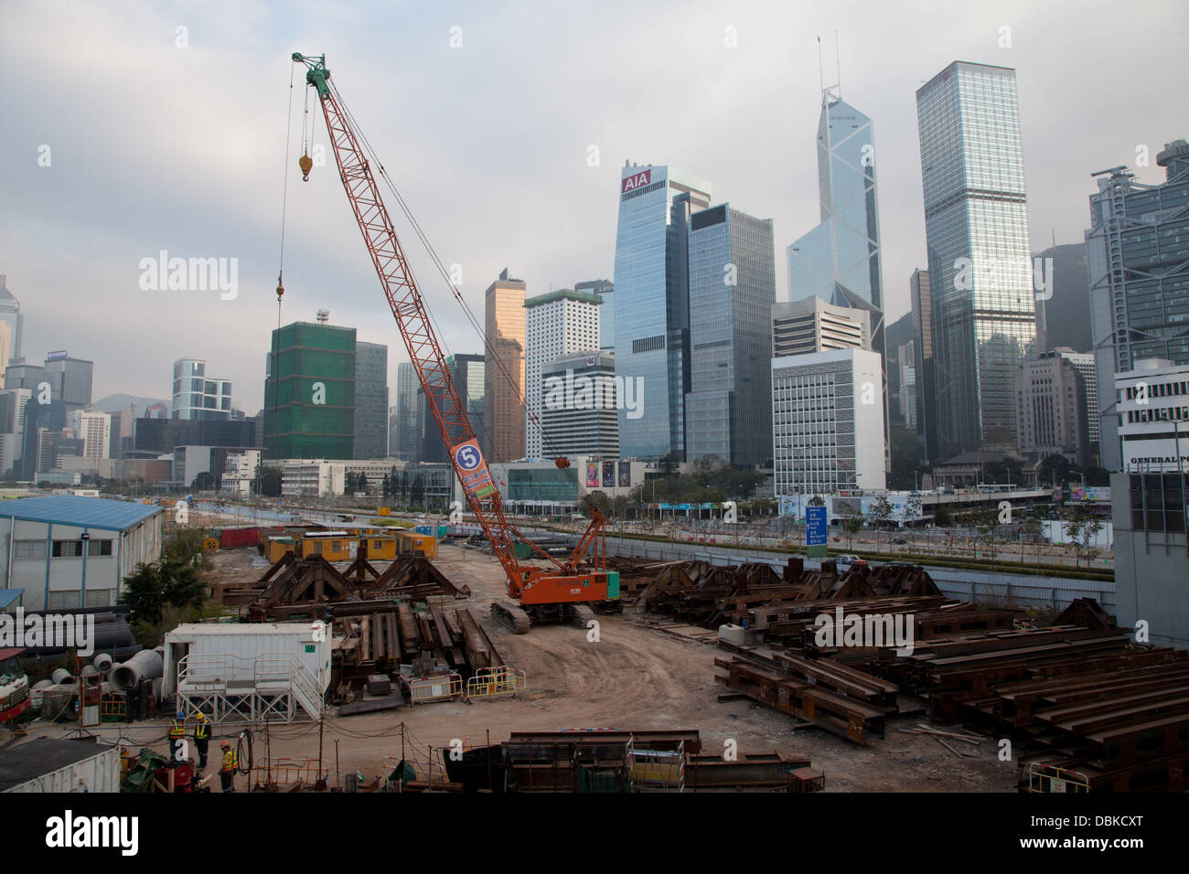 hong kong skyline harbour front construction site Stock Photo - Alamy