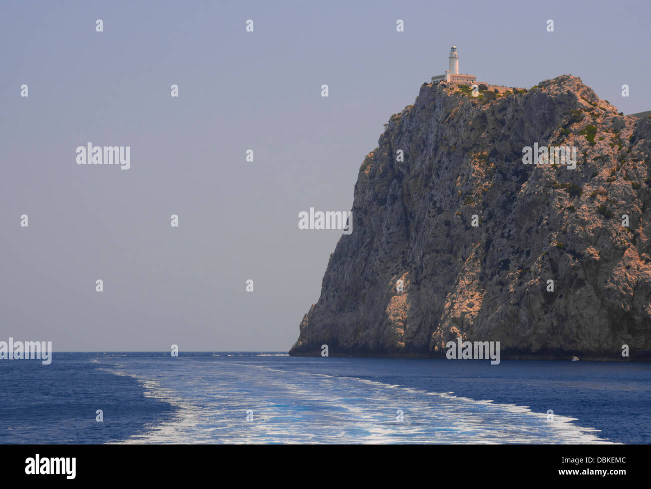 Formentor lighthouse at the northern end of Majorca from the sea Stock ...