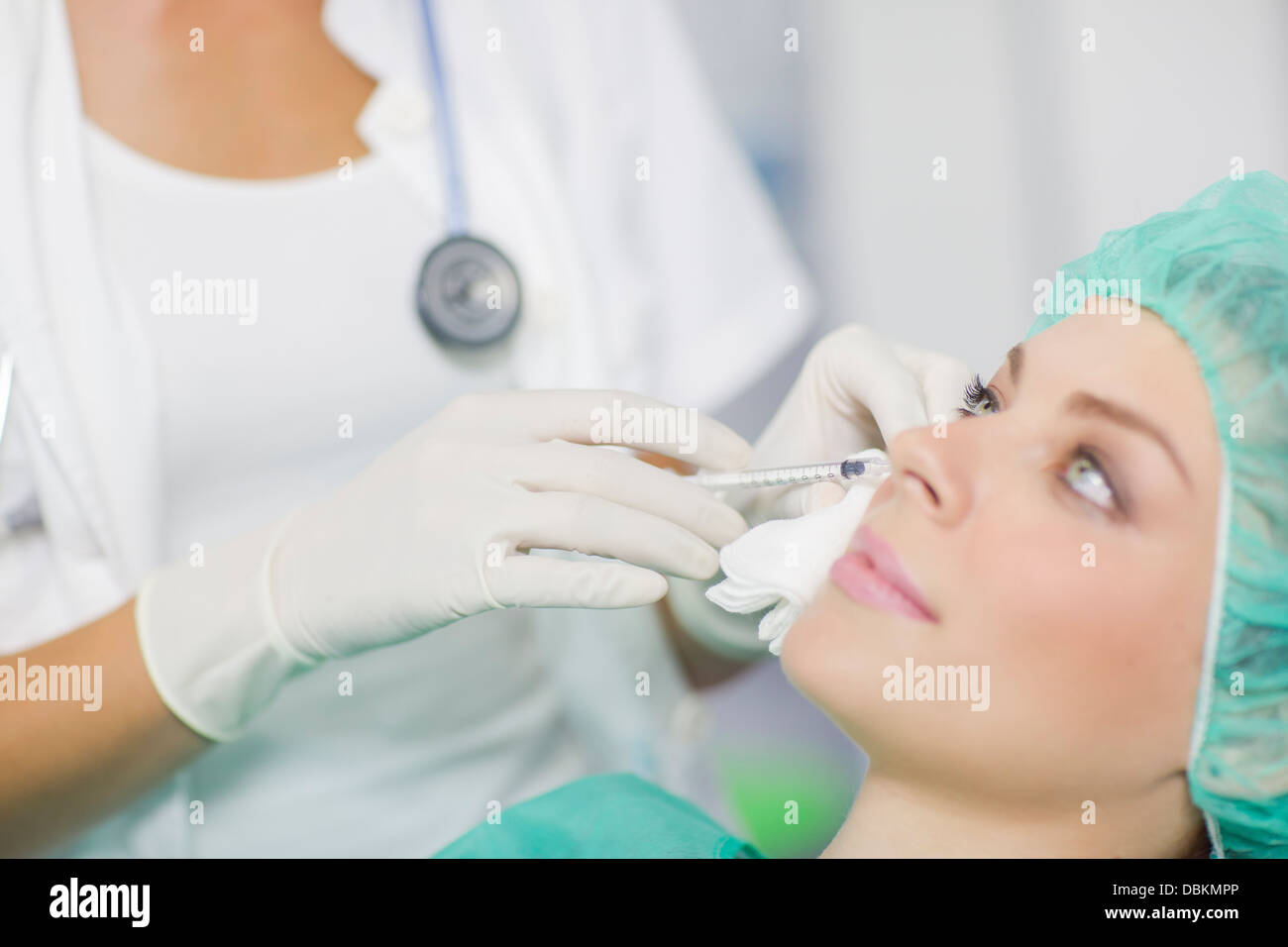 Woman Getting A Botox Injection On Her Face Stock Photo - Alamy