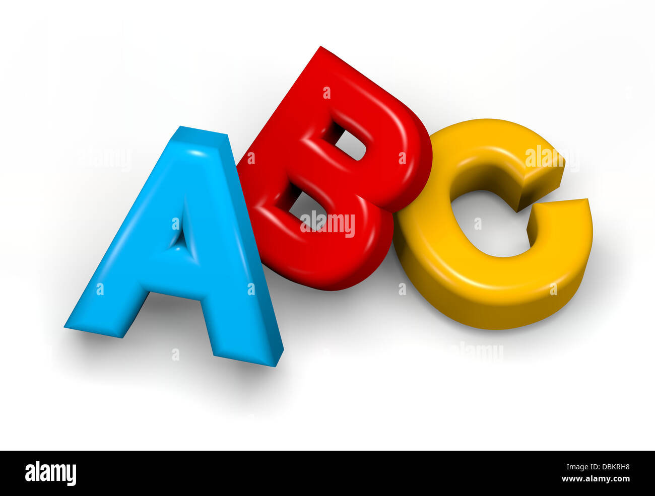 Abc colorful text on white 3d illustration Stock Photo - Alamy