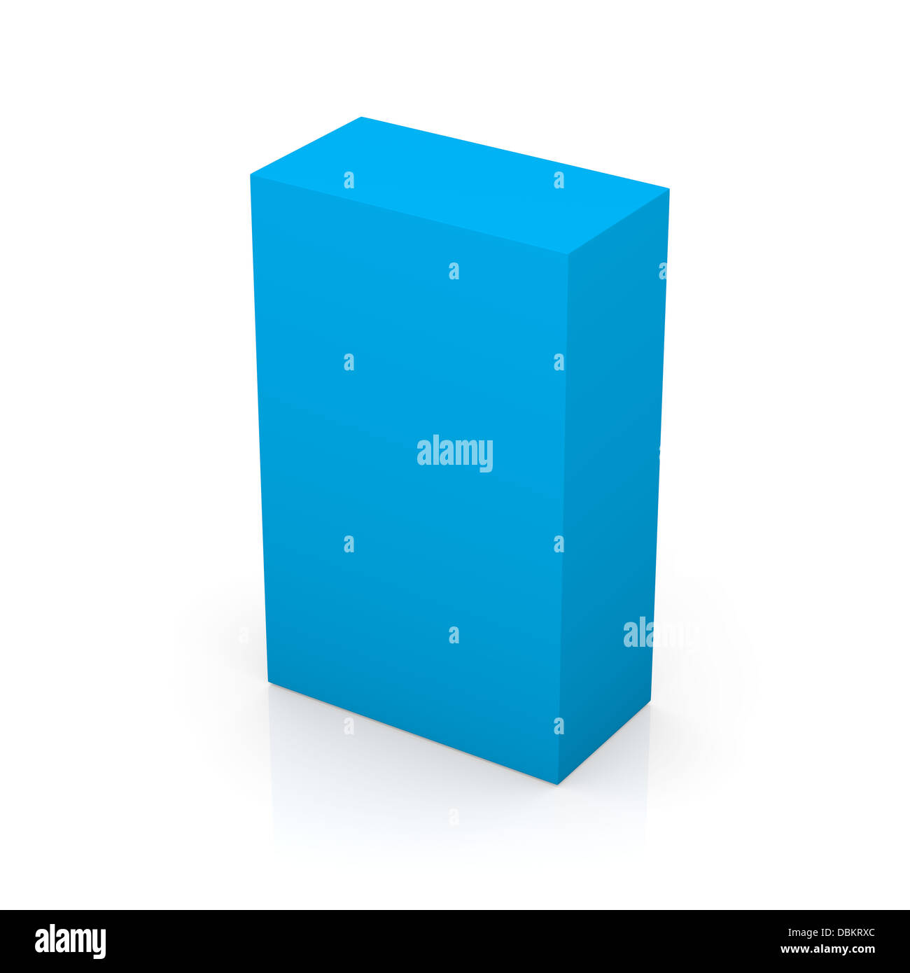 Blue blank box on white background with reflection Stock Photo - Alamy