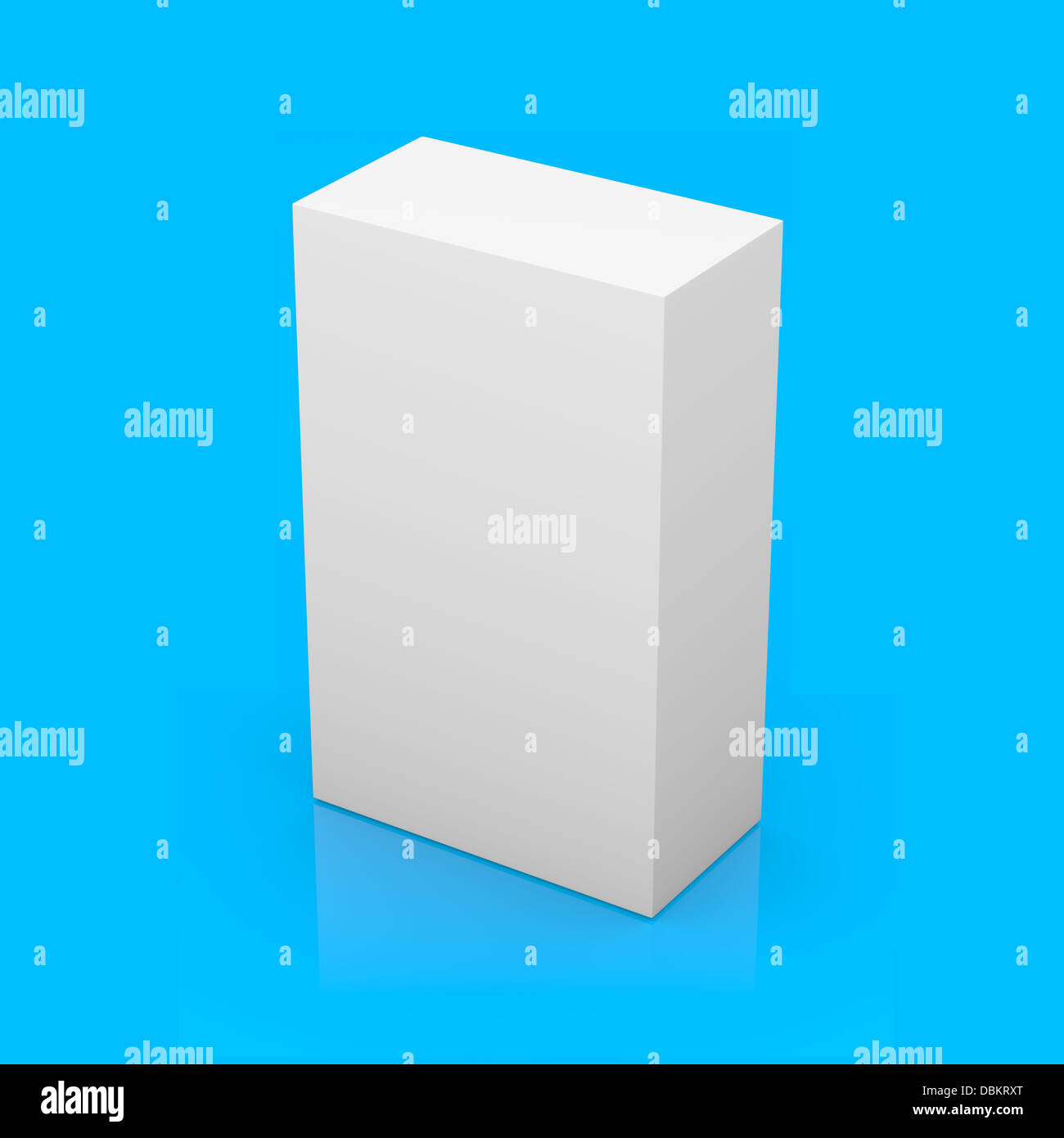 White blank box on blue background with reflection Stock Photo - Alamy
