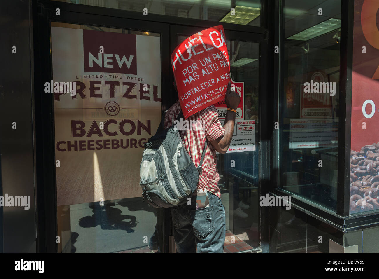 Workers at fast food restaurants engage in a one-day strike Stock Photo ...
