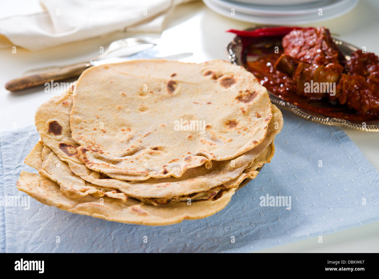 Indian roti on traditional indian plate hi-res stock photography and ...