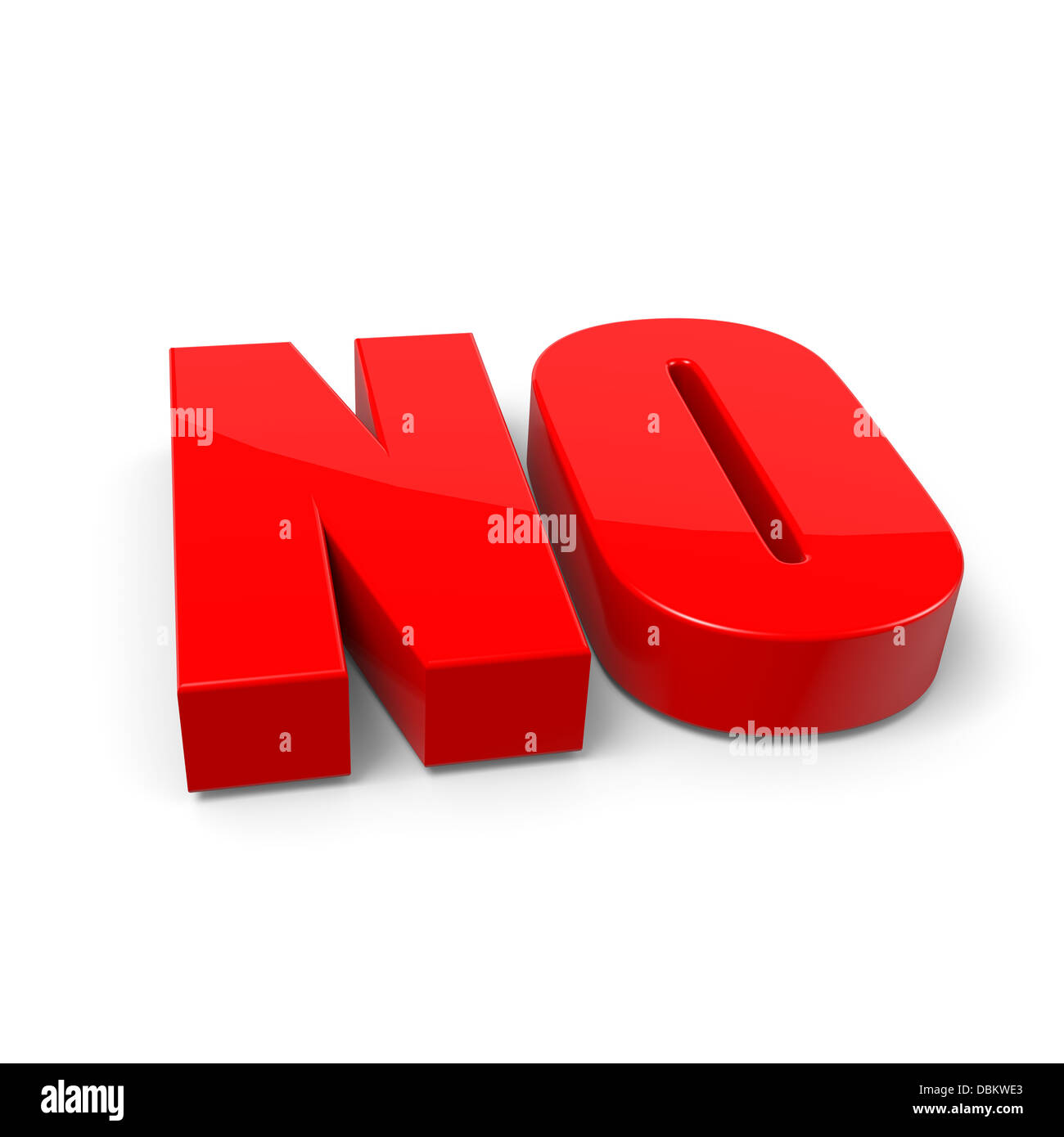 No Red Text on White Background with Shadow 3D Illustration Stock Photo ...