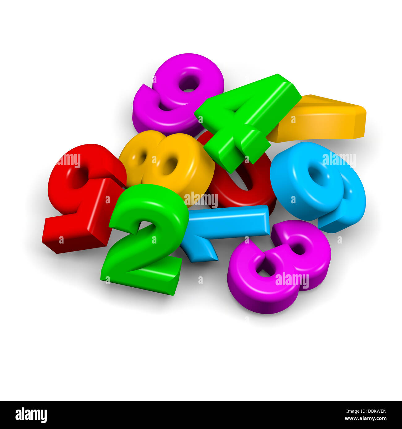 3D colorful funny stack of numbers on white background illustration ...