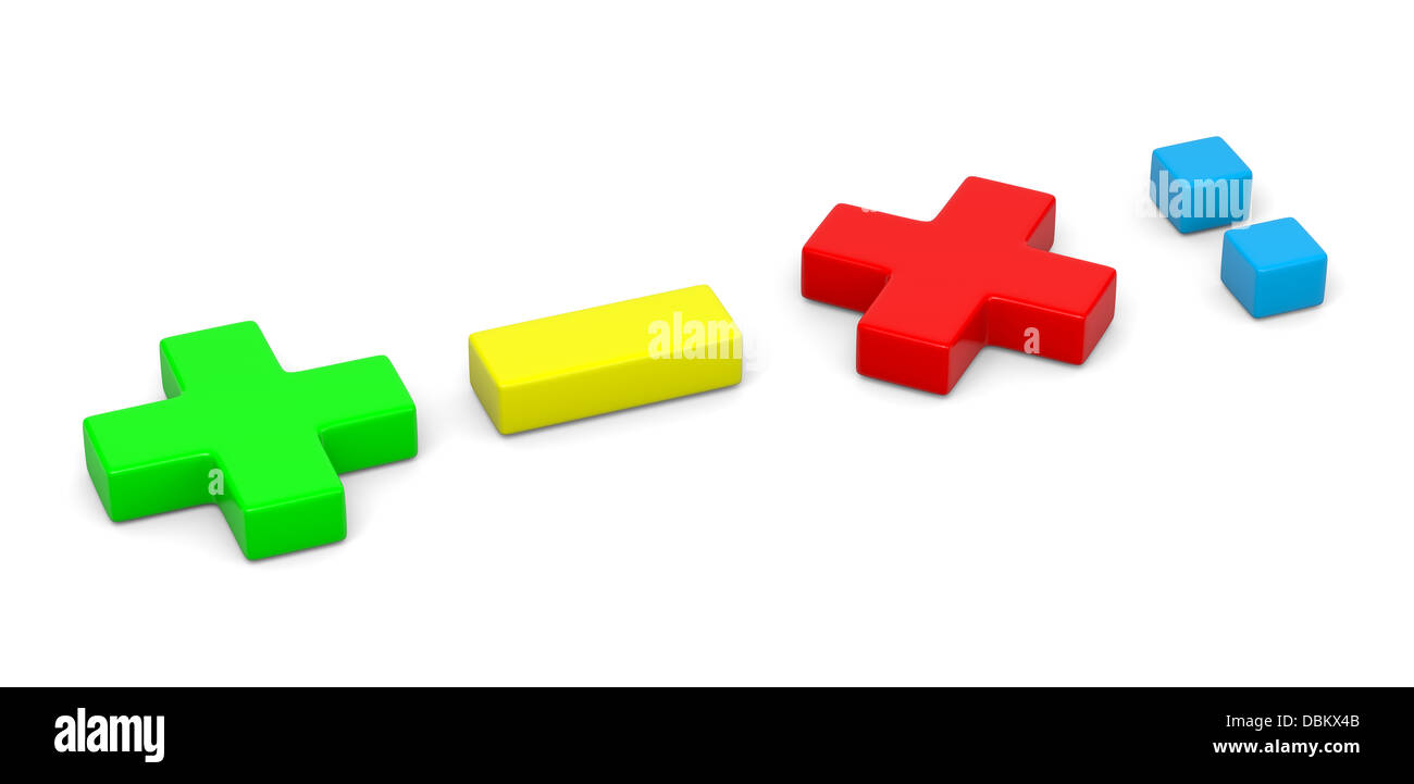 four math operators symbol collection 3d illustration Stock Photo - Alamy