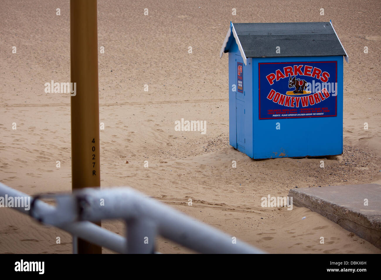 The Parkers Donkey World hut on the beach in Great Yarmouth Stock Photo ...