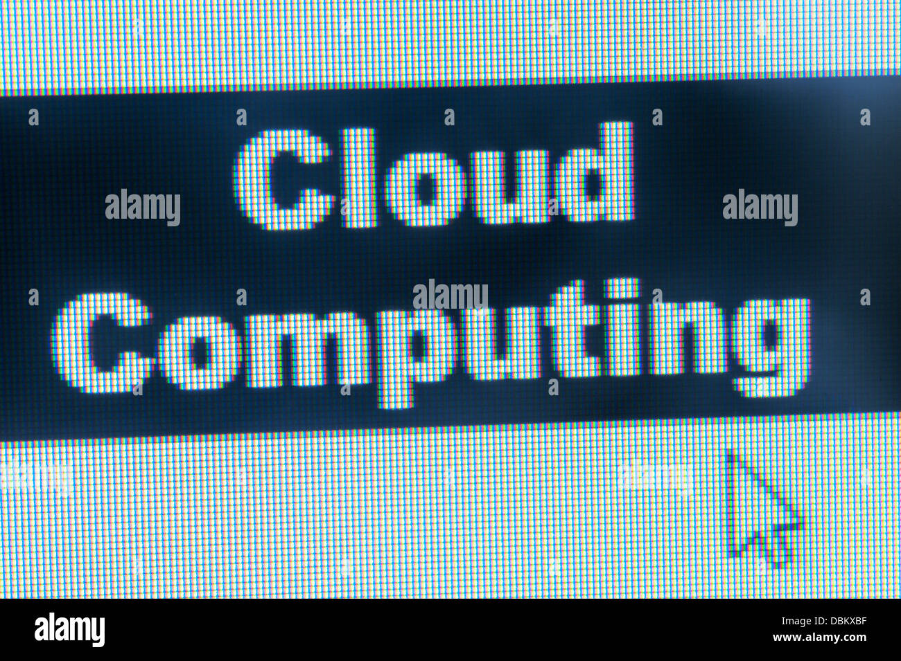 Cloud computing words and cursor on computer monitor Stock Photo - Alamy