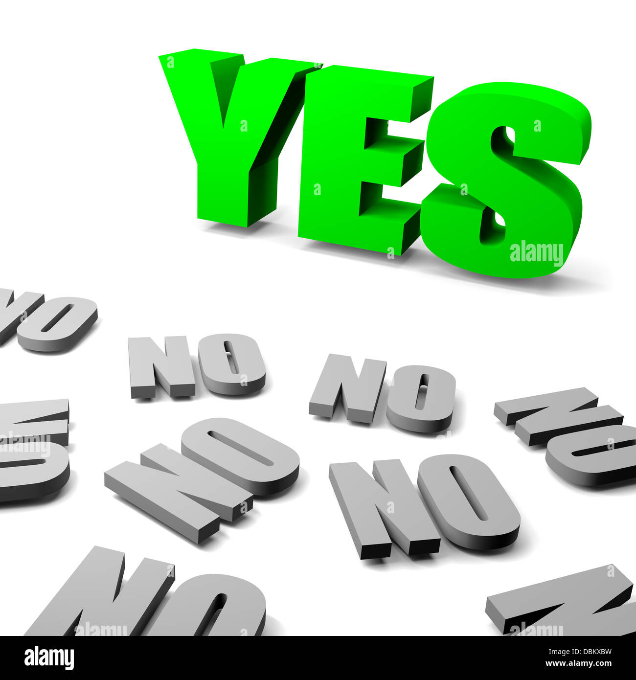 Green yes between gray no english text, thinking different concept 3d ...