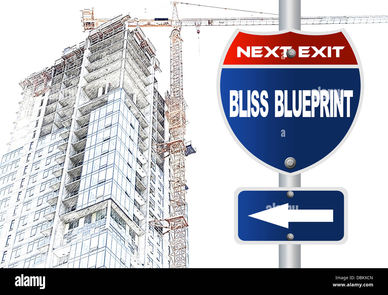 Bliss blueprint road sign Stock Photo - Alamy