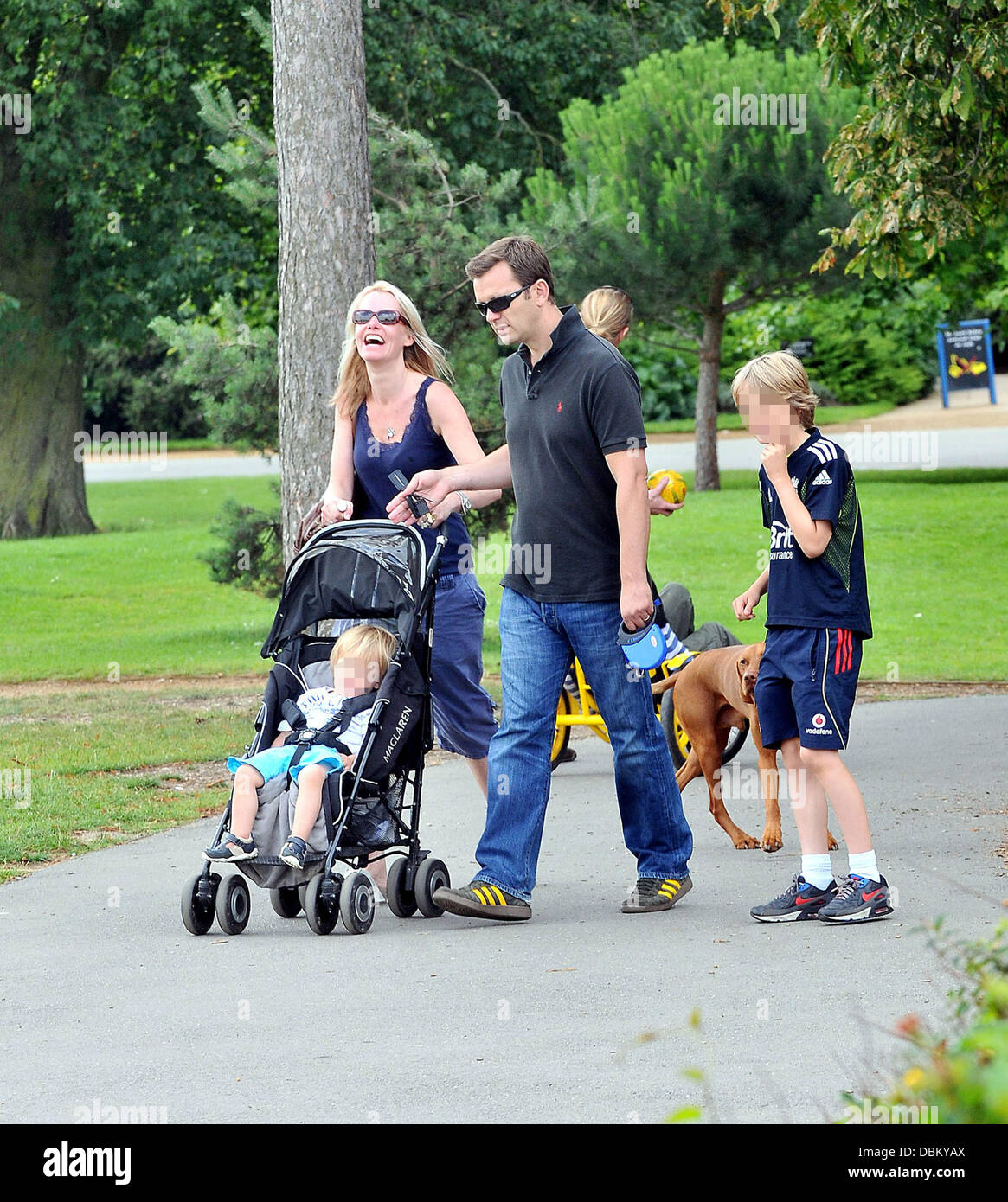 Andy Coulson at a park in south London with his family London, England ...