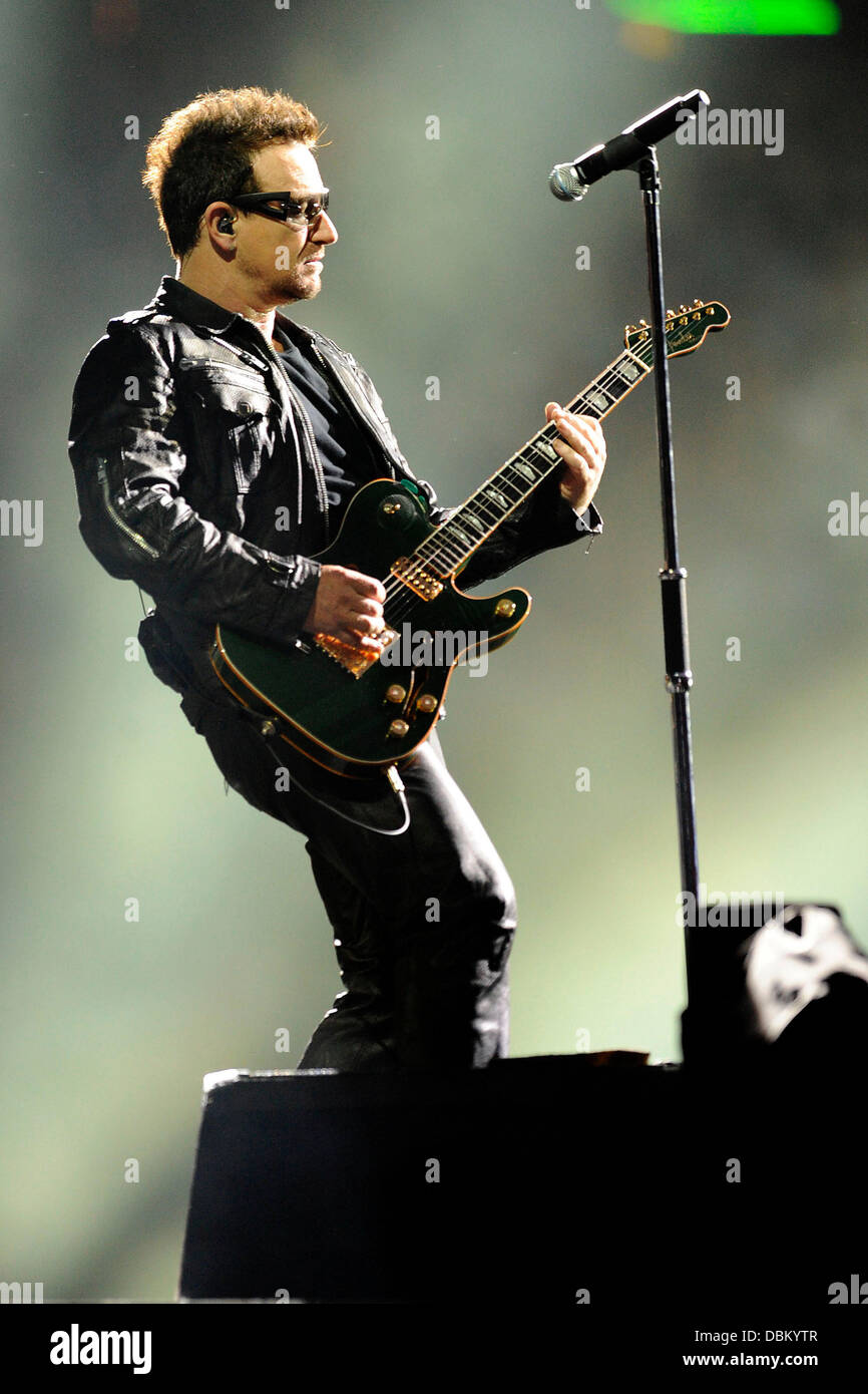 Paul Hewson, 'Bono' performs on stage during the 'U2 360 Tour' at the ...