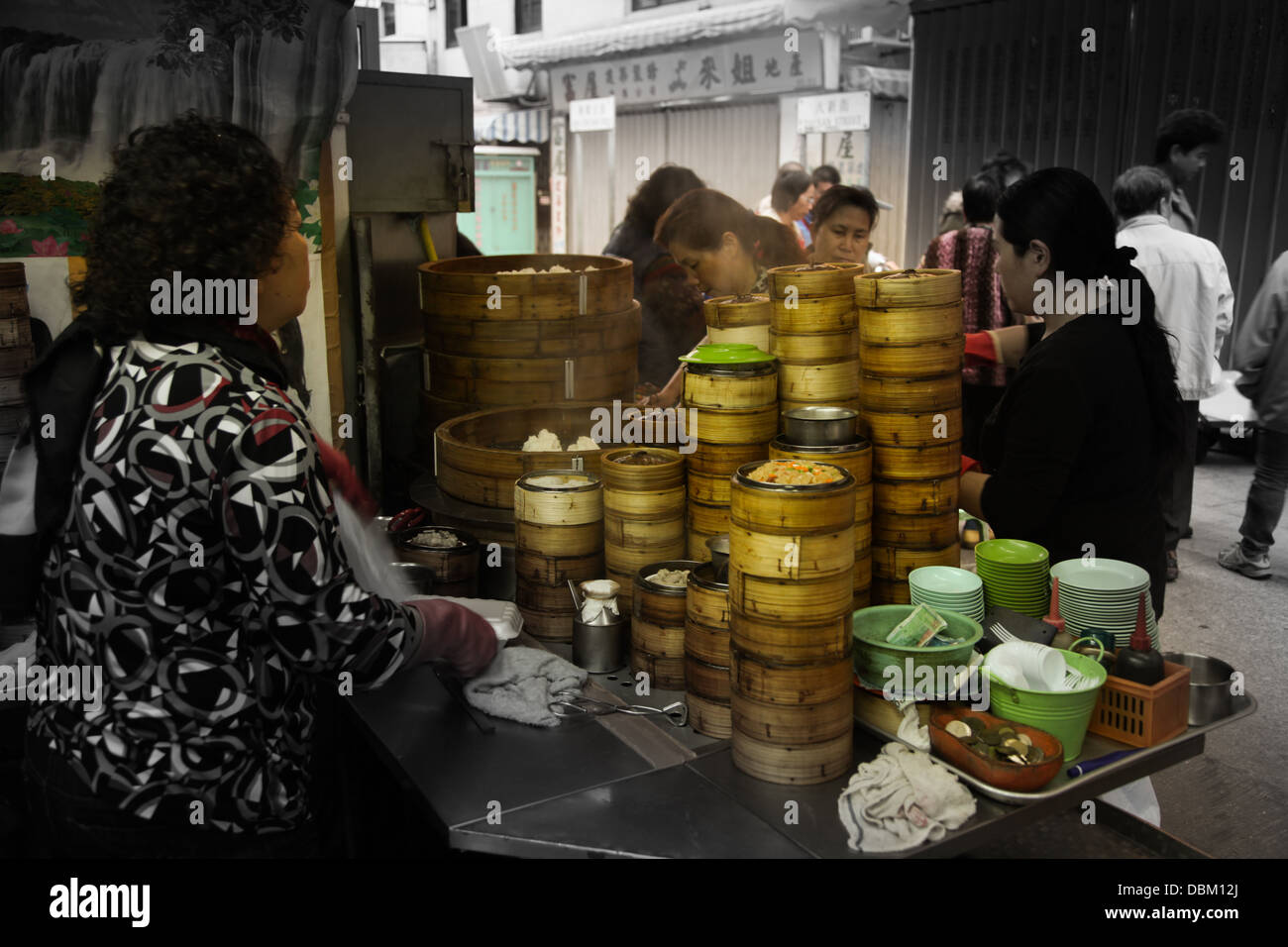 Dim sum restaurant street scene food stall Stock Photo - Alamy