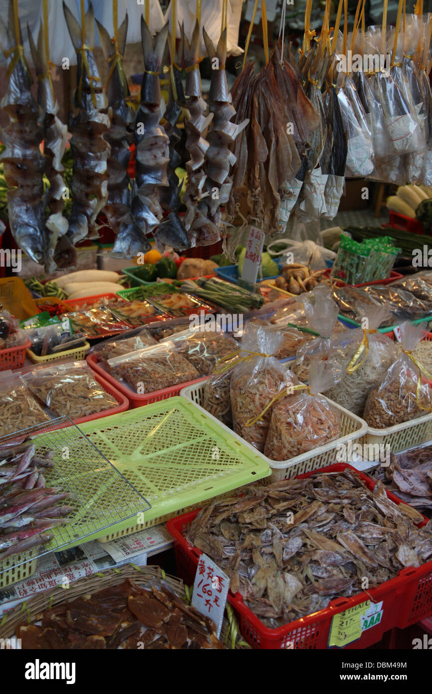 Chinese dried fish market stall food display Stock Photo - Alamy