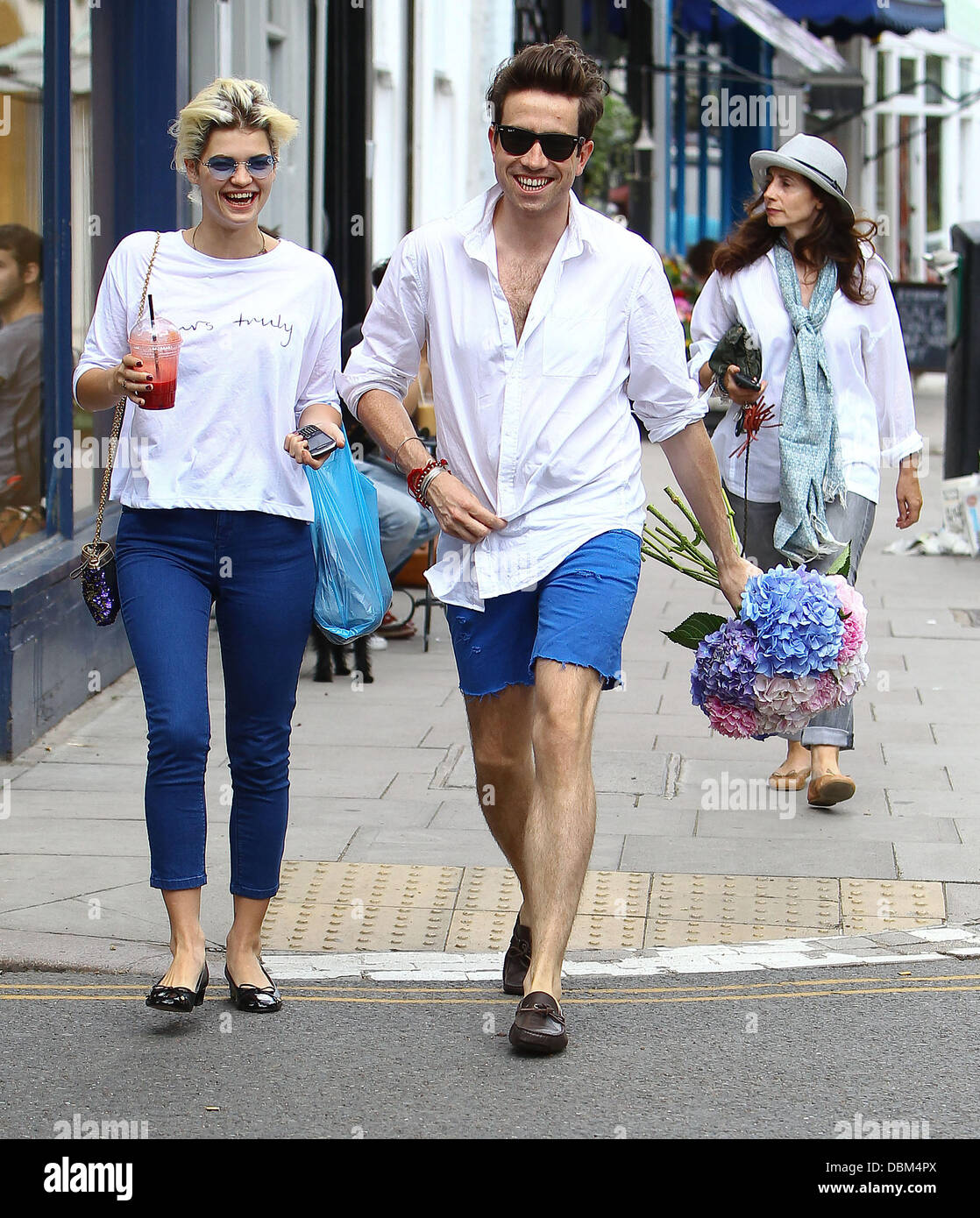 Nick Grimshaw and Pixie Geldof walking in Primrose Hill London, England ...