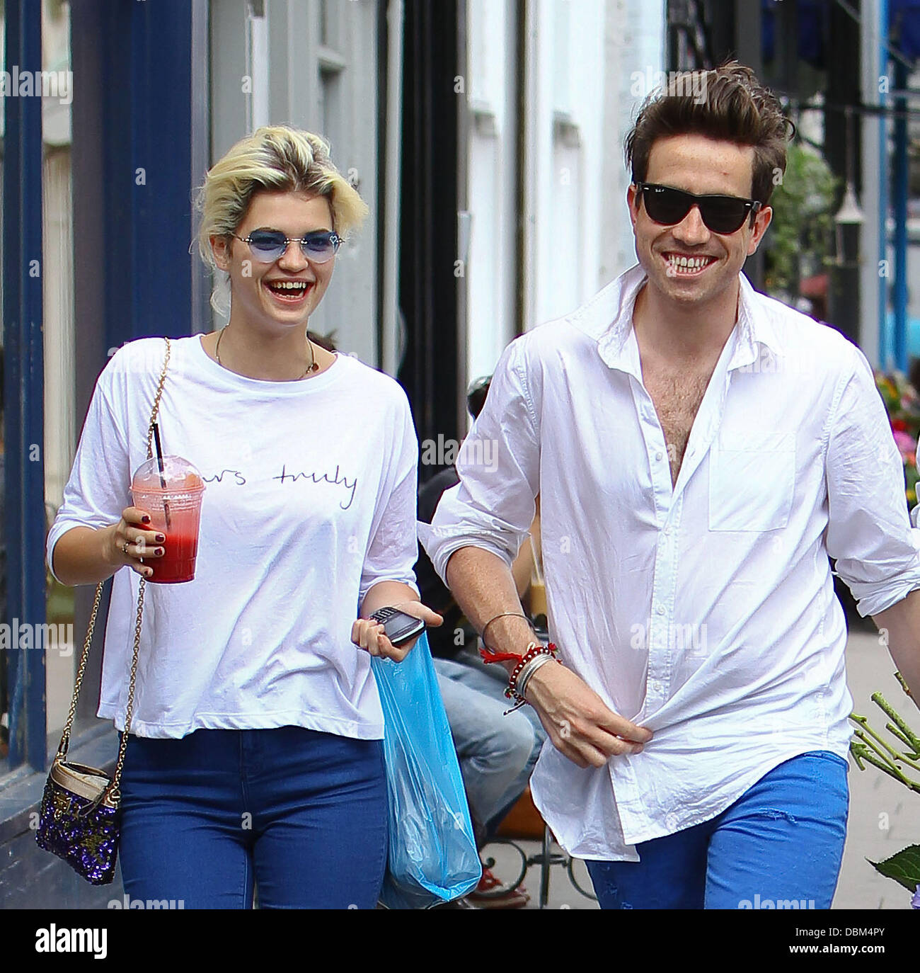 Nick Grimshaw and Pixie Geldof walking in Primrose Hill London, England ...