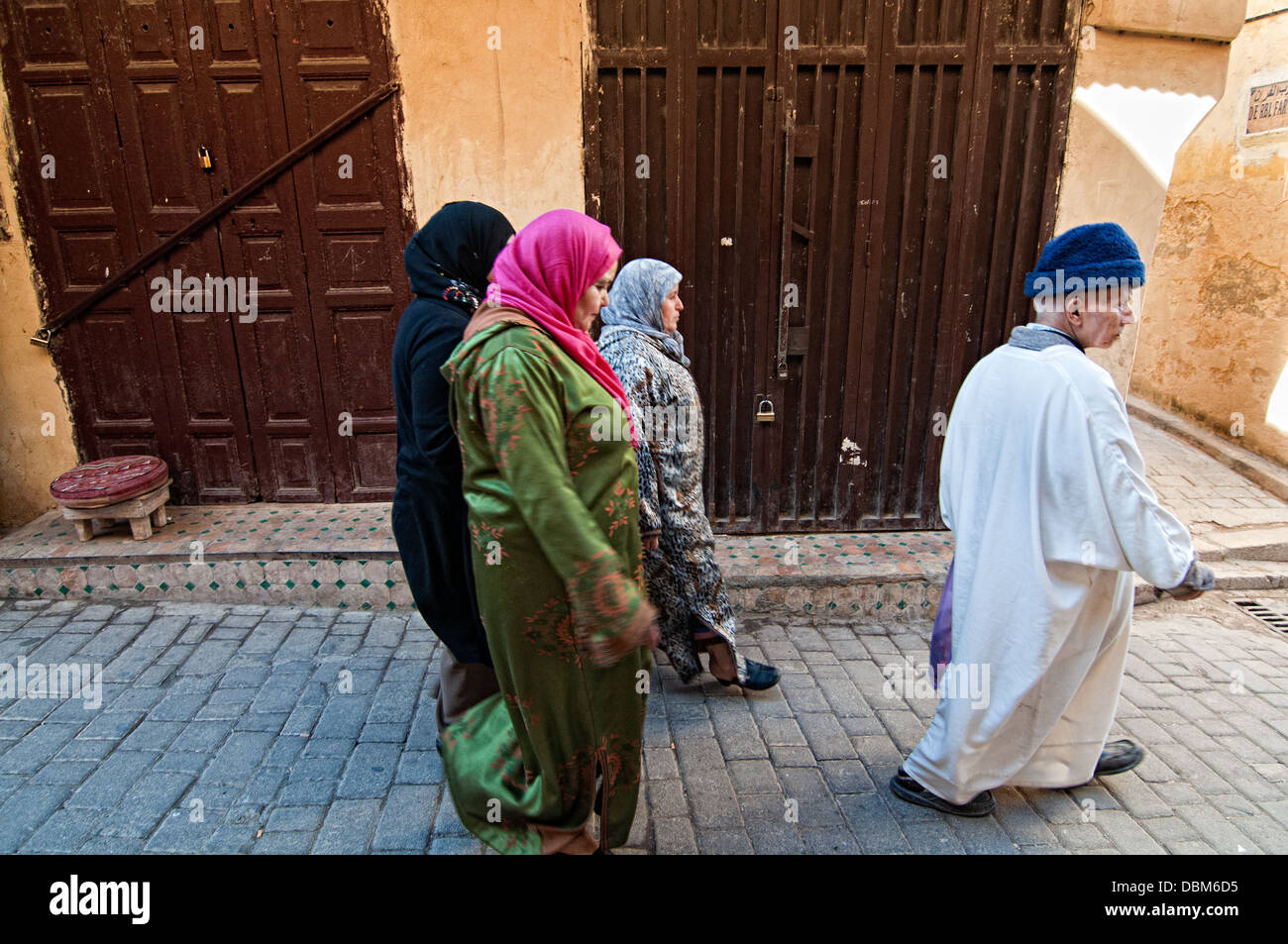 People walking on the streets of Fez el Bali, Fez, Morocco. Imperial ...