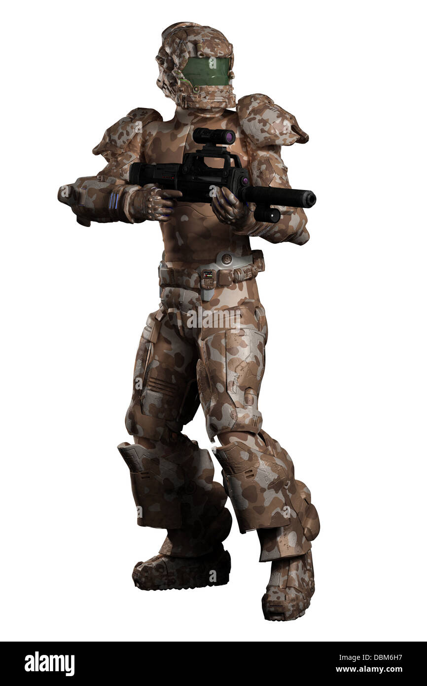 Space Marine Trooper in Brown Camouflage Stock Photo - Alamy