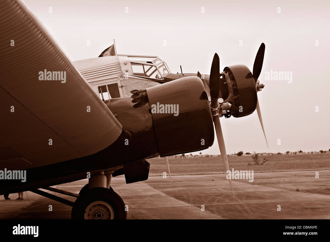 Junkers JU 52, historic German propeller aircraft starting Stock Photo ...