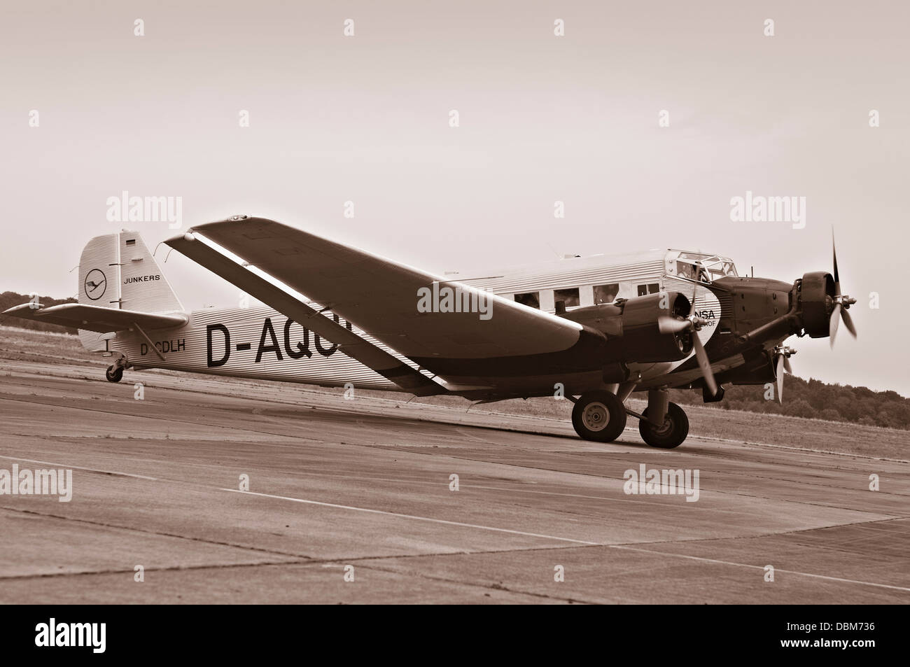 Junkers JU 52, historic German propeller aircraft starting Stock Photo ...
