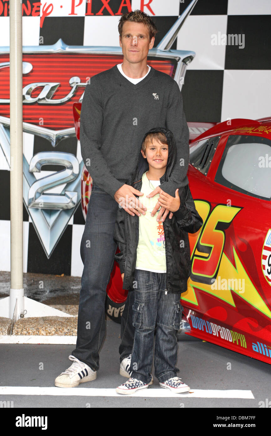 James Cracknell with his son with his son Croyde Cars 2 Premiere held ...