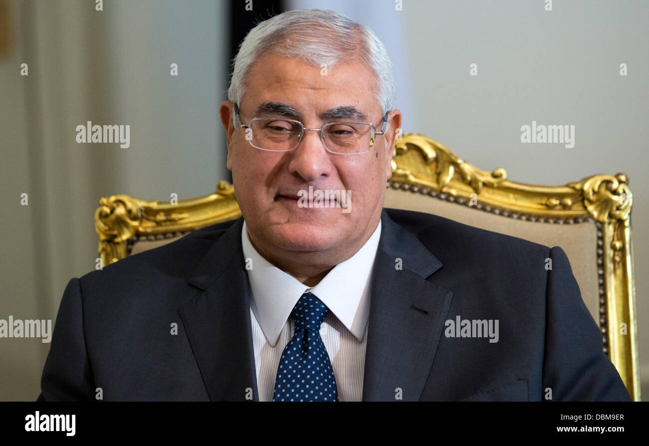 Cairo, Egypt. 01st Aug, 2013. Interim President of Egypt Adly Mansour ...