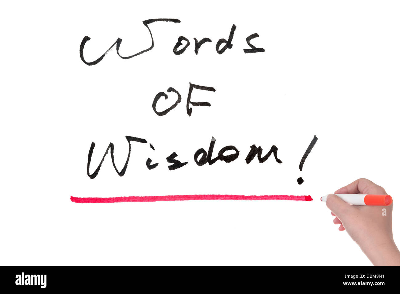 Words of wisdom written on white board Stock Photo - Alamy