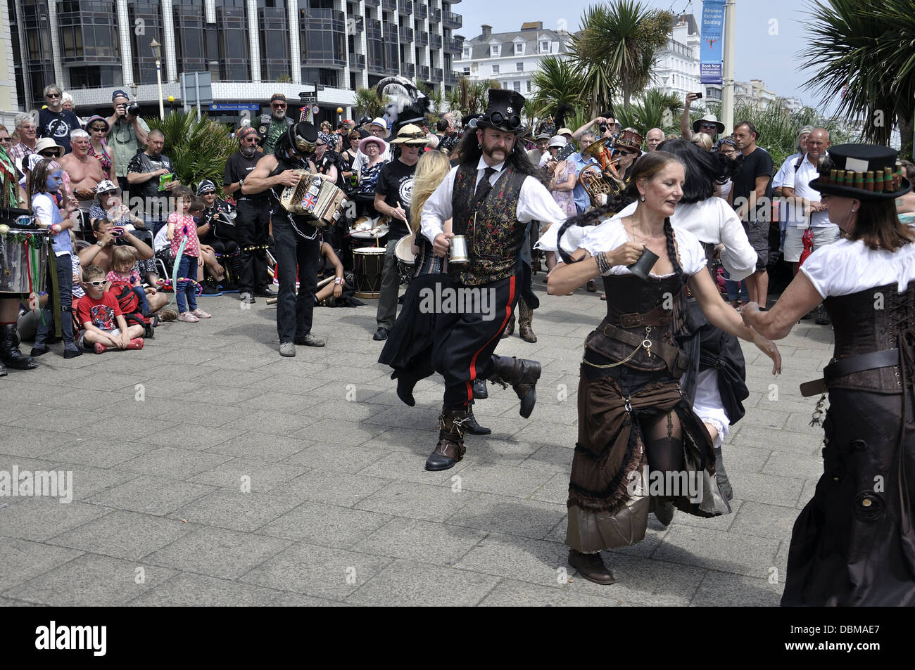 Steampunk morris dancers at Eastbourne Lammas Festival 2013 Stock Photo ...