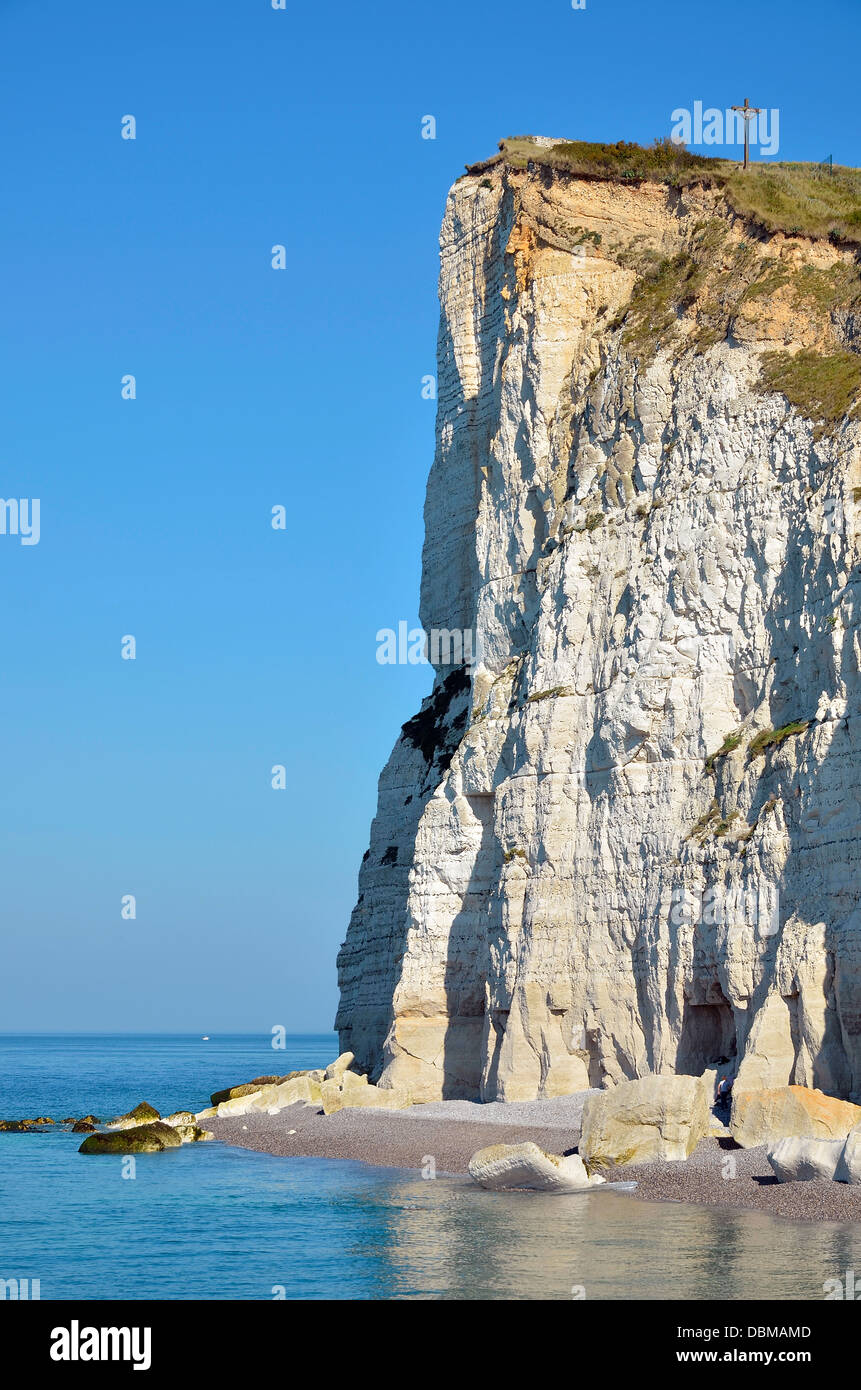 Famous cliff of Fécamp with calvary, commune in the Seine-Maritime ...
