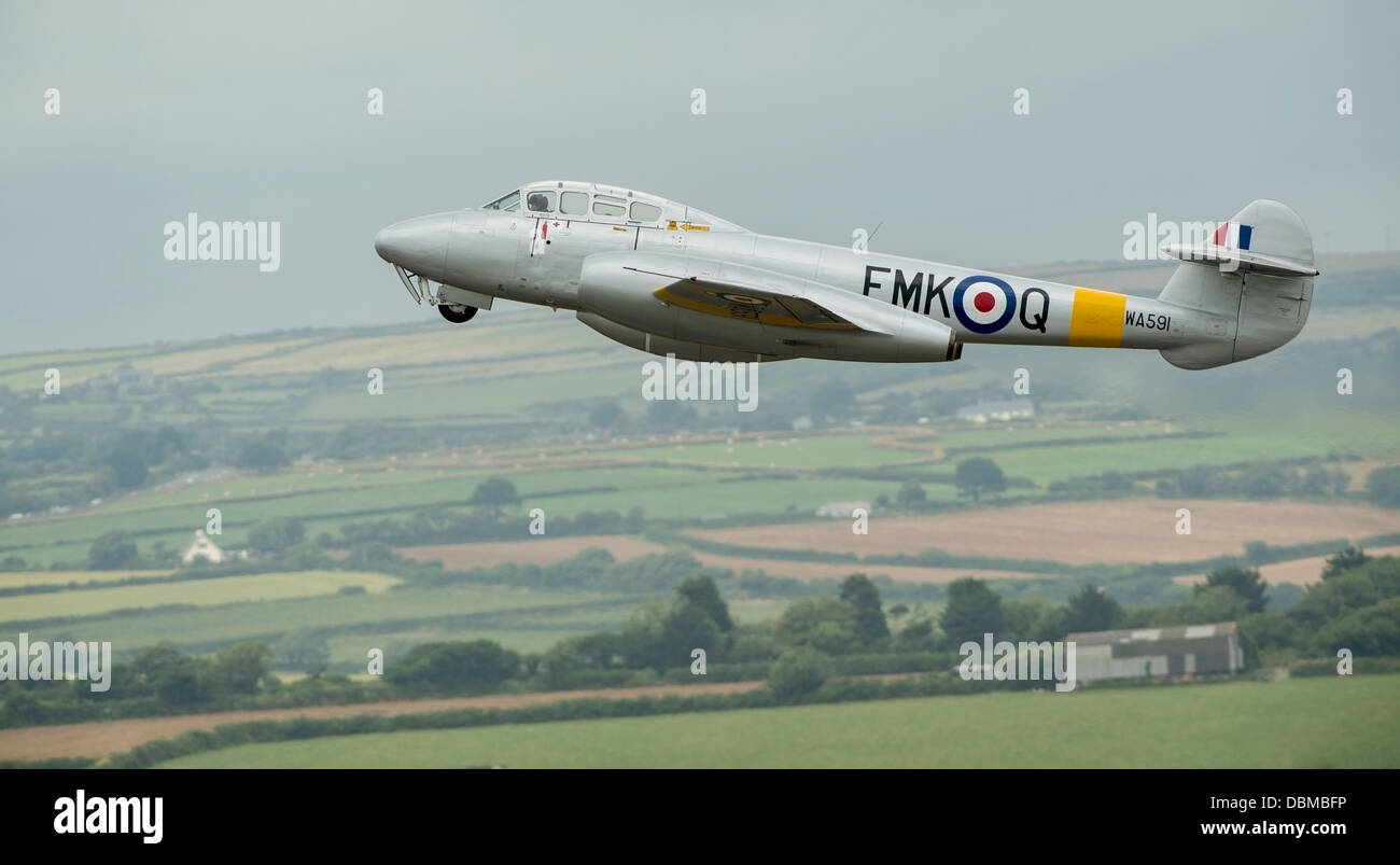 Gloster Meteor Jet WA591 in flight just after take off to commence a ...