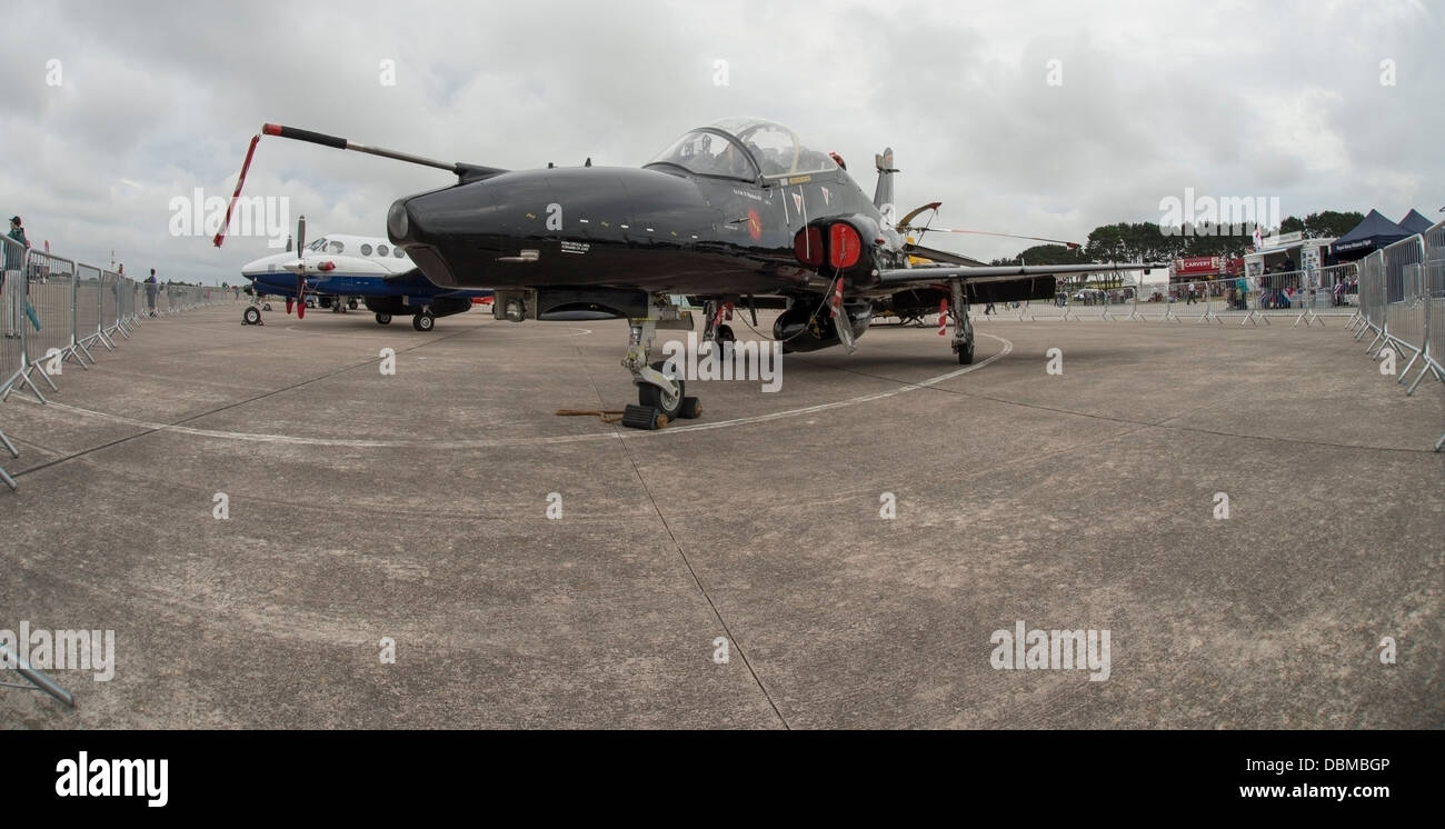 Wide angle view of Royal Navy Hawk Jet of 736 Squadron on static ...