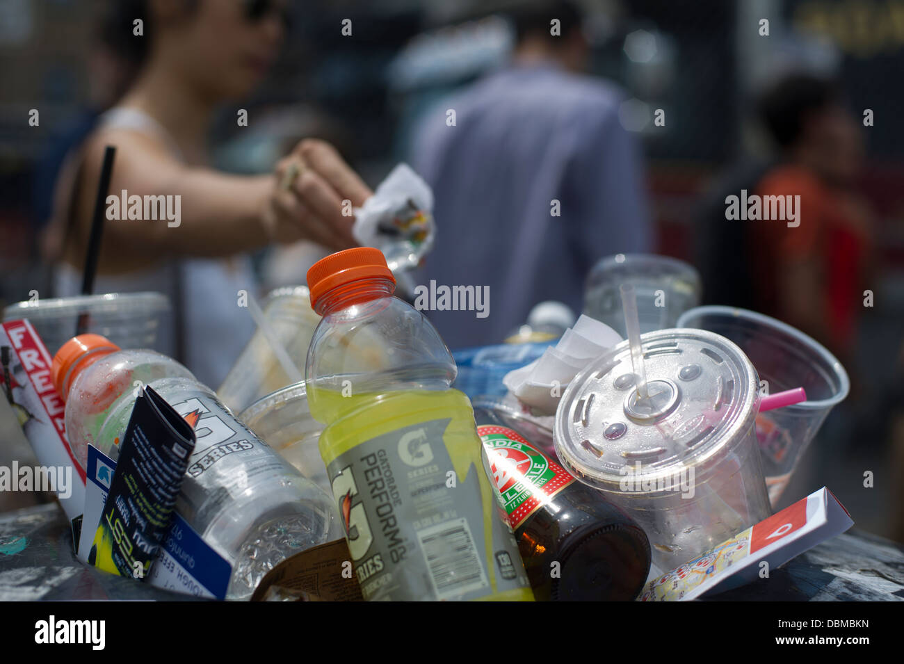 An overflowing trash basket seen in the Bushwick neighborhood in ...