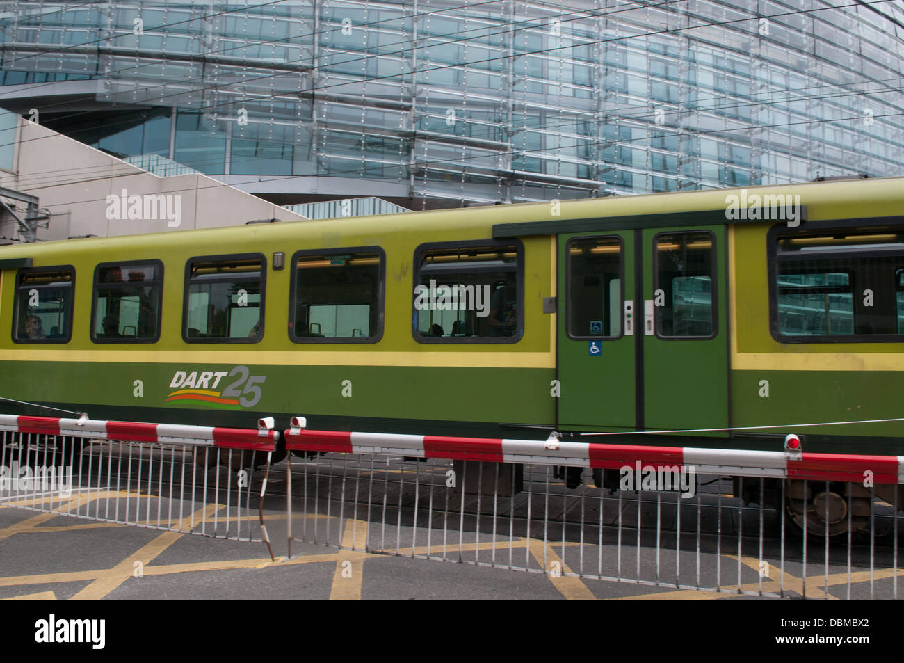 DART train at Landsdowne road station near the Aviva stadium, Dublin ...