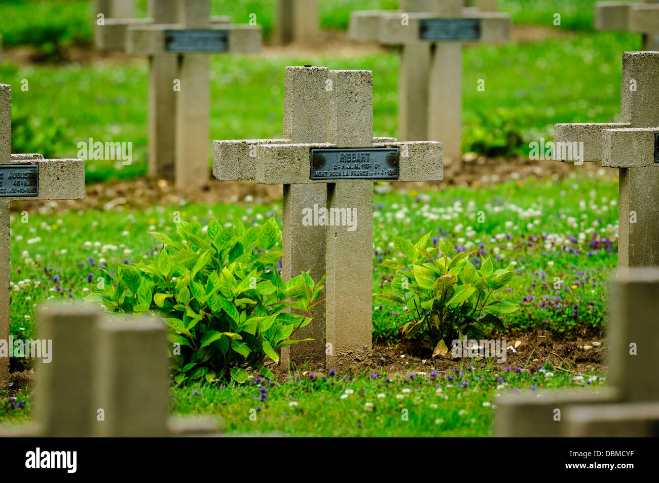 French WW1 Military Cemetery at Lachalade in a forest near Verdun ...