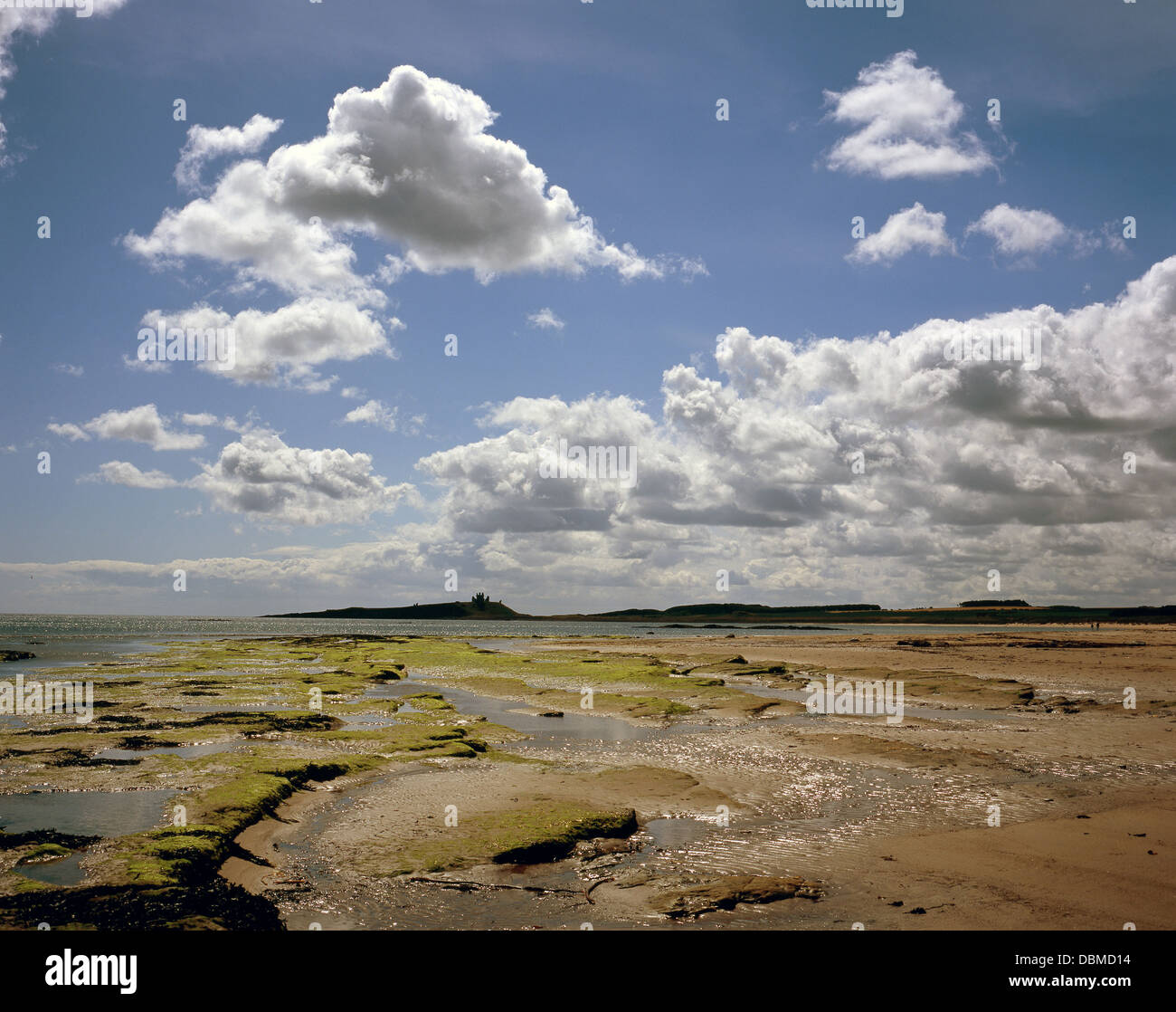 Dunstanburgh Castle from beach at Embleton Bay Embleton Northumberland ...