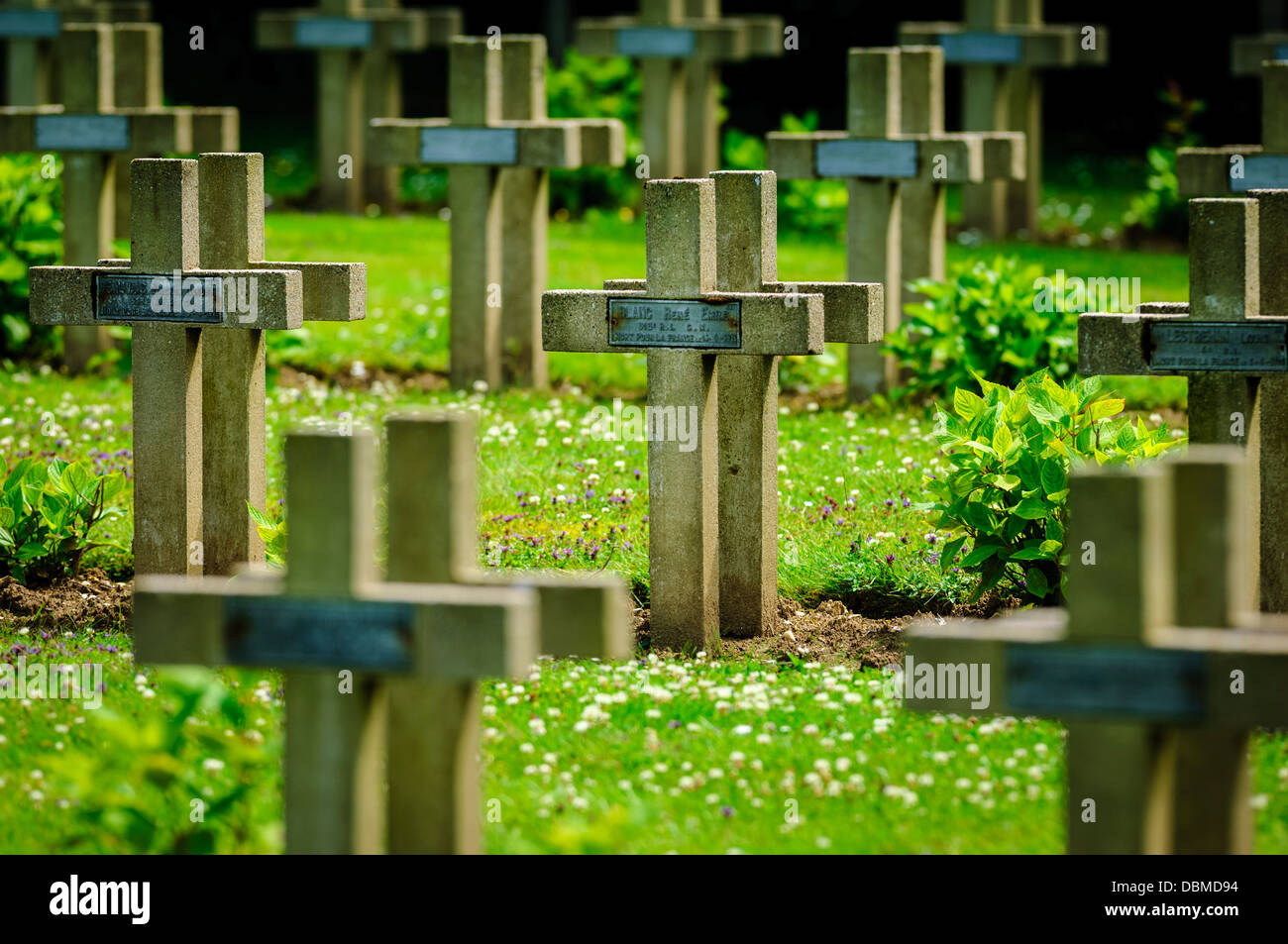 French WW1 Military Cemetery at Lachalade in a forest near Verdun ...